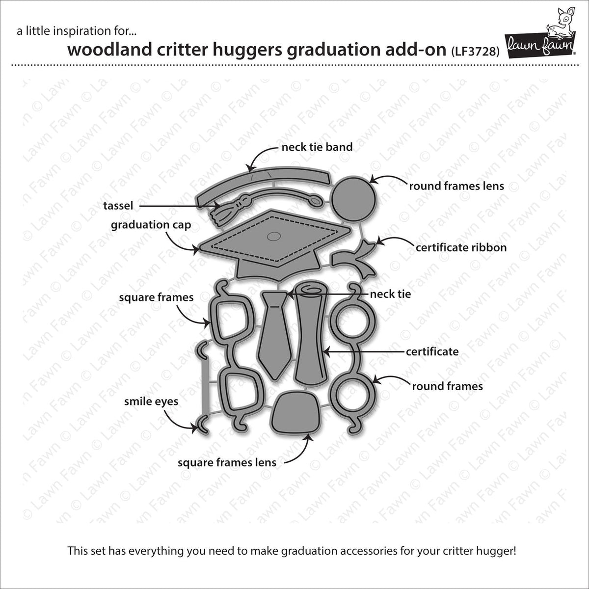 Lawn Fawn - Woodland Critter Huggers GRADUATION Add-On Dies set ...