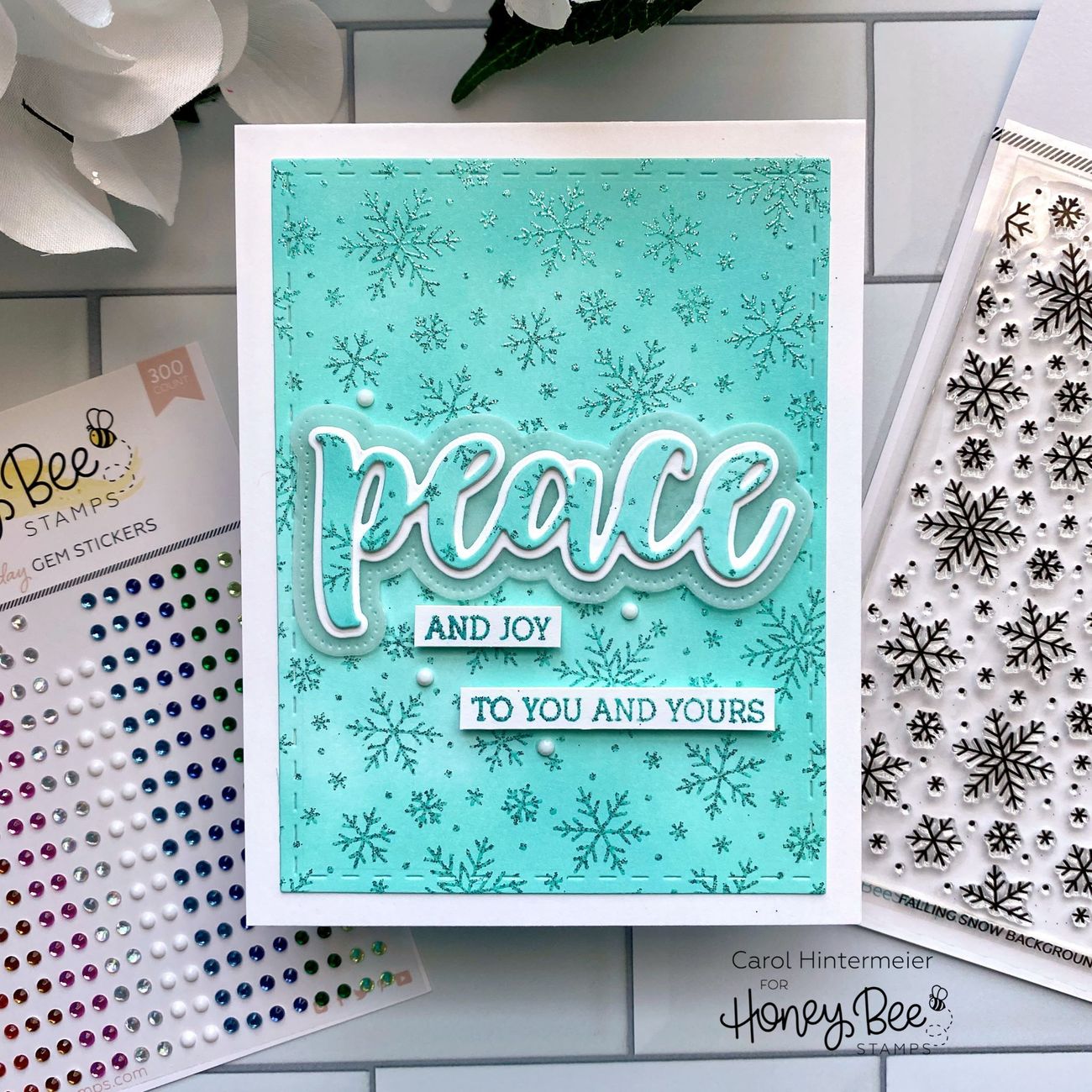 falling snow background stamp